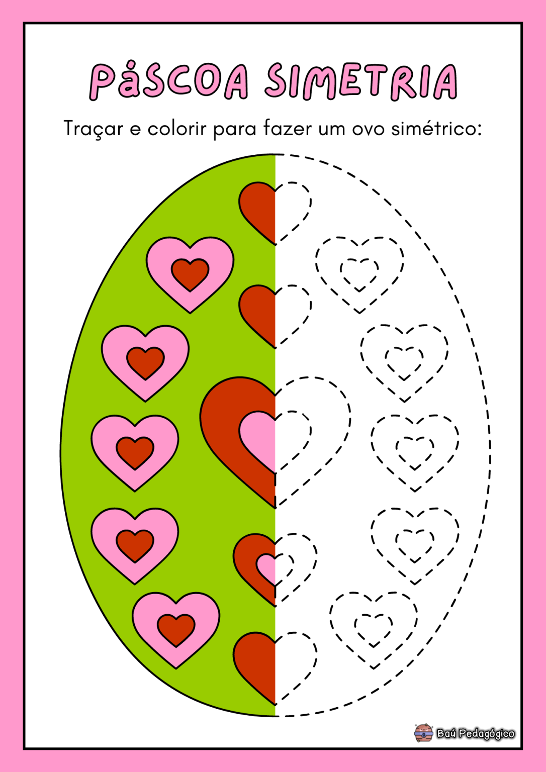 Livro de cobrir e colorir de simetria de Páscoa - BAÚ PEDAGÓGICO