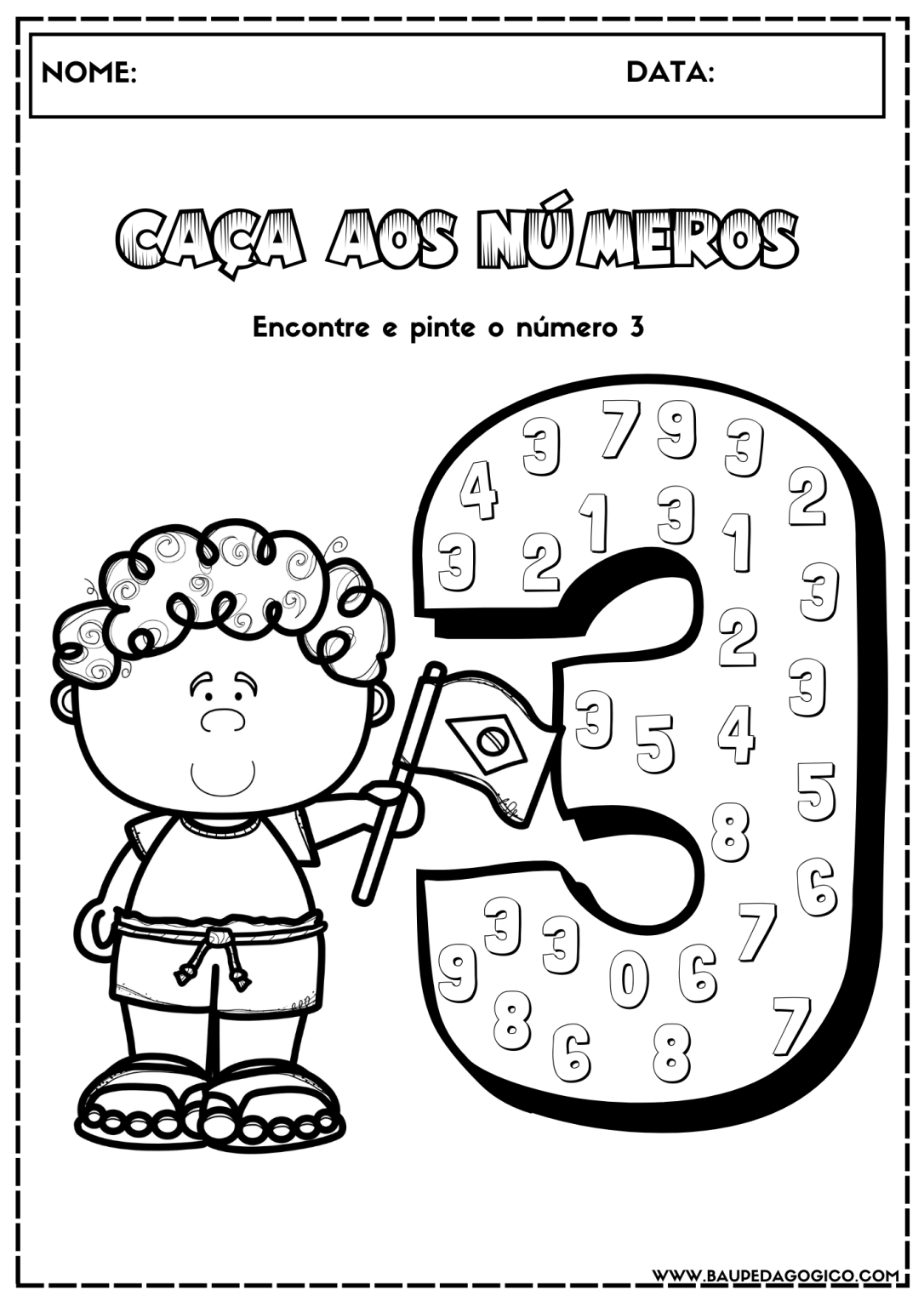 Caça aos números - Alfabetização - BAÚ PEDAGÓGICO